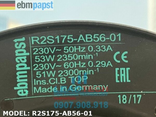 Quạt hút EBMPAPST R2S175-AB56-01, 230VAC, 175mm - Quạt Công Nghiệp ...