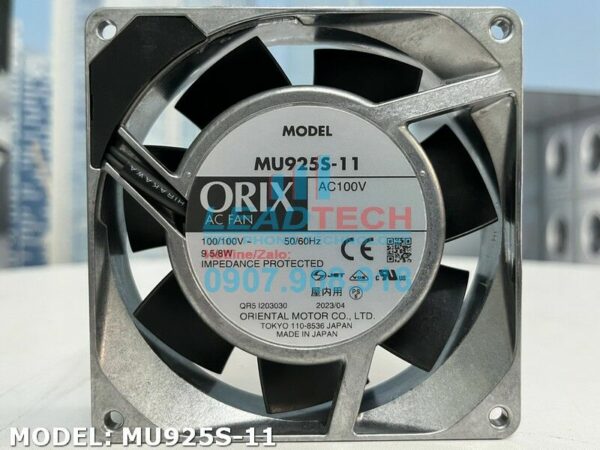Quạt hút ORIX MU925S-11, 100VAC, 92x92x25mm - Quạt Công Nghiệp Chính Hãng | Tiên Phong