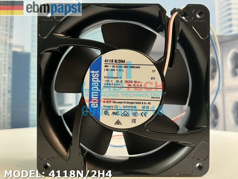 Quạt hút EBMPAPST 4118N/2H4, 48VDC, 120x120x38mm